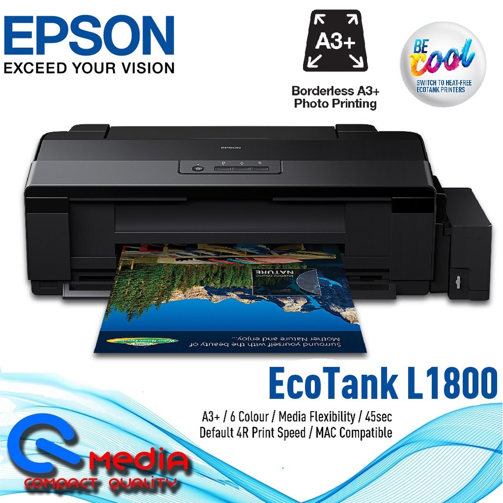 Epson L1800 A3 Photo 6 Colour Ink Tank Printer With Original Ink ...