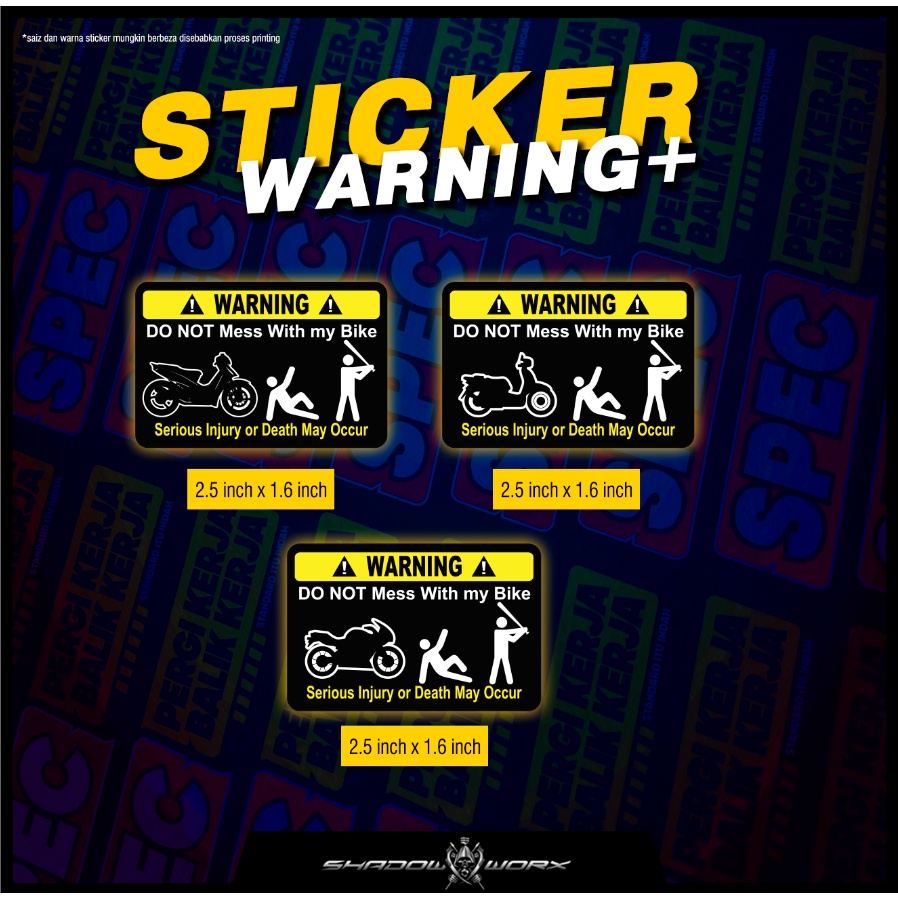 STICKER WARNING DONT MESS WITH MY BIKE | Shopee Malaysia