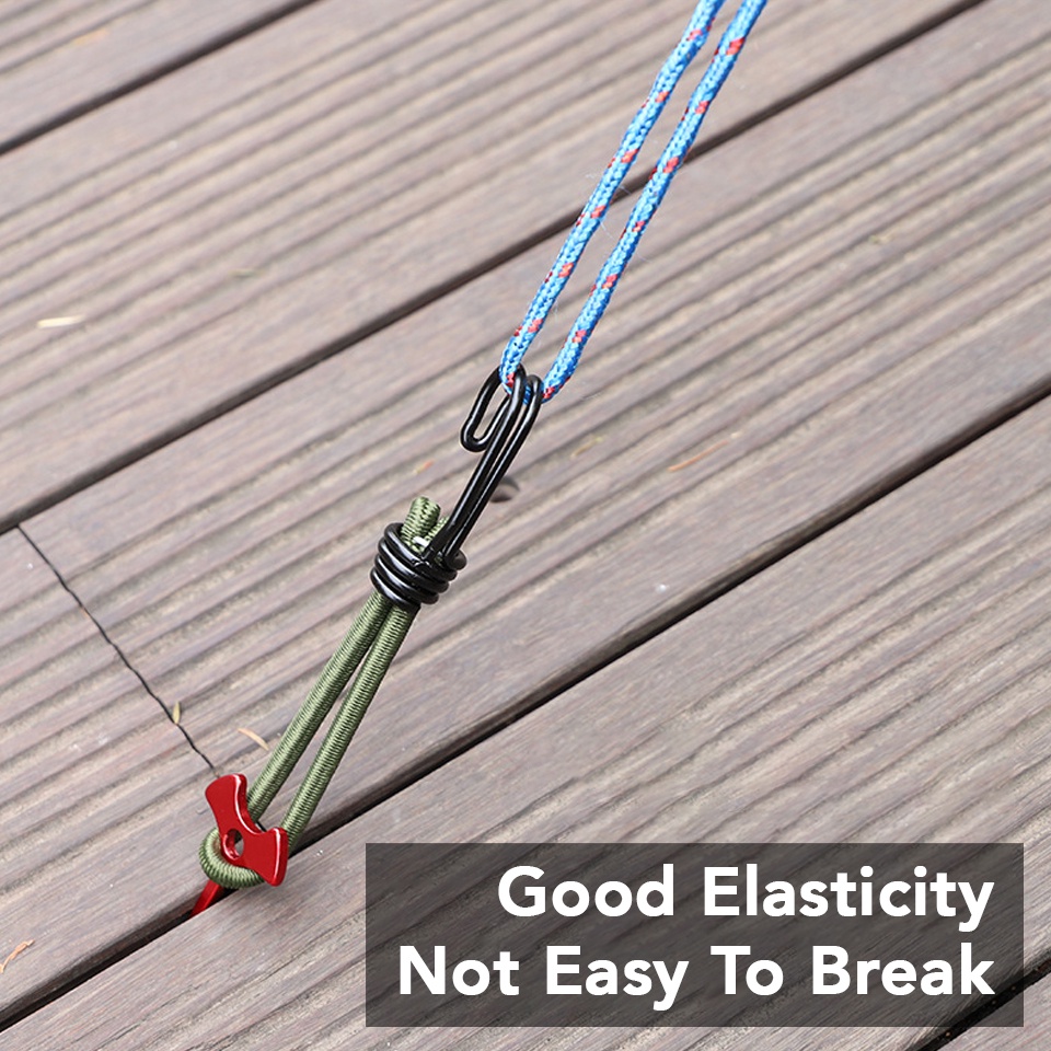 Camping Tent Stretch Cord Elastic Rope Buckle Tent Hook Fastener Fixing Band Outdoor Tali ...