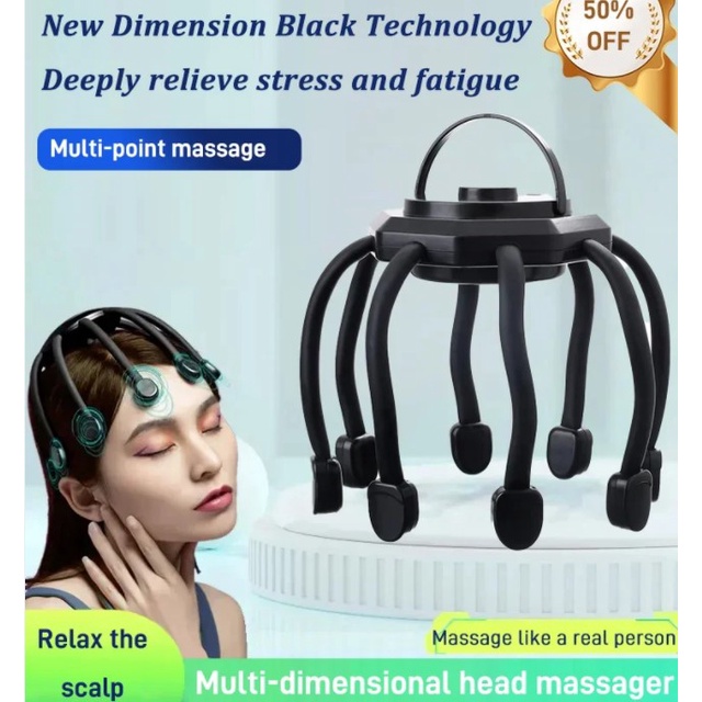 Electric Octopus Claw Scalp Massager Hands Free Therapeutic Head ...