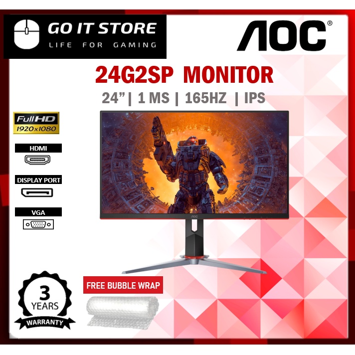 AOC 24G2SP 23.8" FHD 1ms 165Hz IPS Adaptive Sync Gaming Monitor (HDMI ...