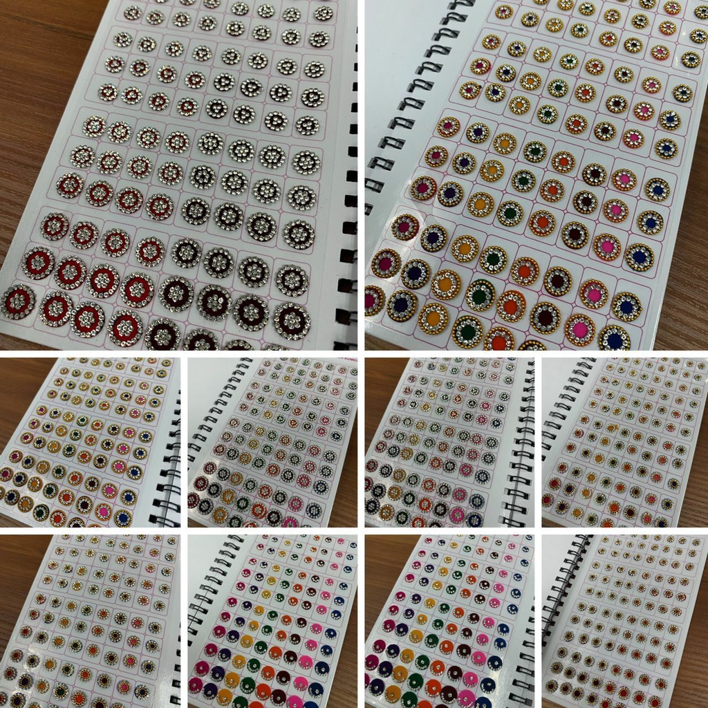 Bindi/ Pottu/ Sticker Pottu Booklet Navya Multi color with Fancy white ...