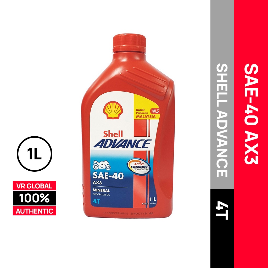SHELL ADVANCE AX3 SAE40 4T MINERAL ENGINE OIL 1L | Shopee Malaysia