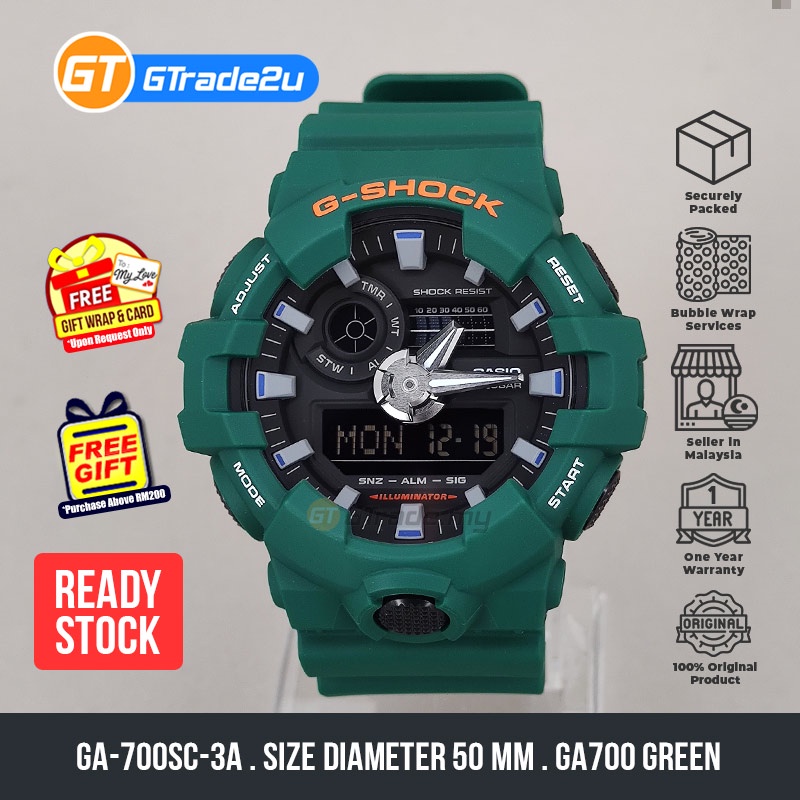 Original G Shock GA-700SC-3A GA700SC-3A Digital GA700 Watch Green Resin ...