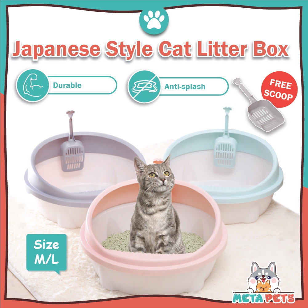 META Pets Japanese Style Round Shape Cat Litter Box Big Bekas Pasir ...