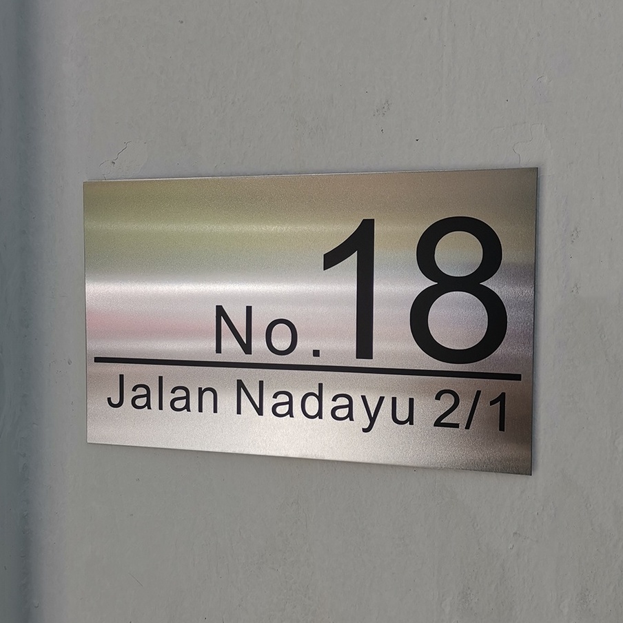 Aluminum House Number Plate New Design Black Font Sticker Rumah Papan ...