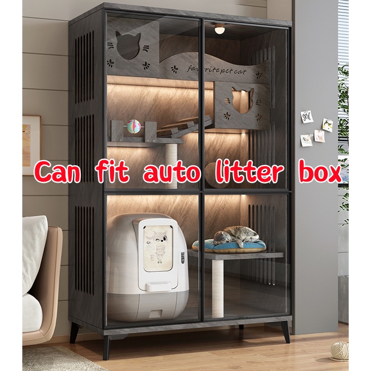 Pettz Large Cat House Wood Cats Villa Kitten Cabinet Fit automatic ...