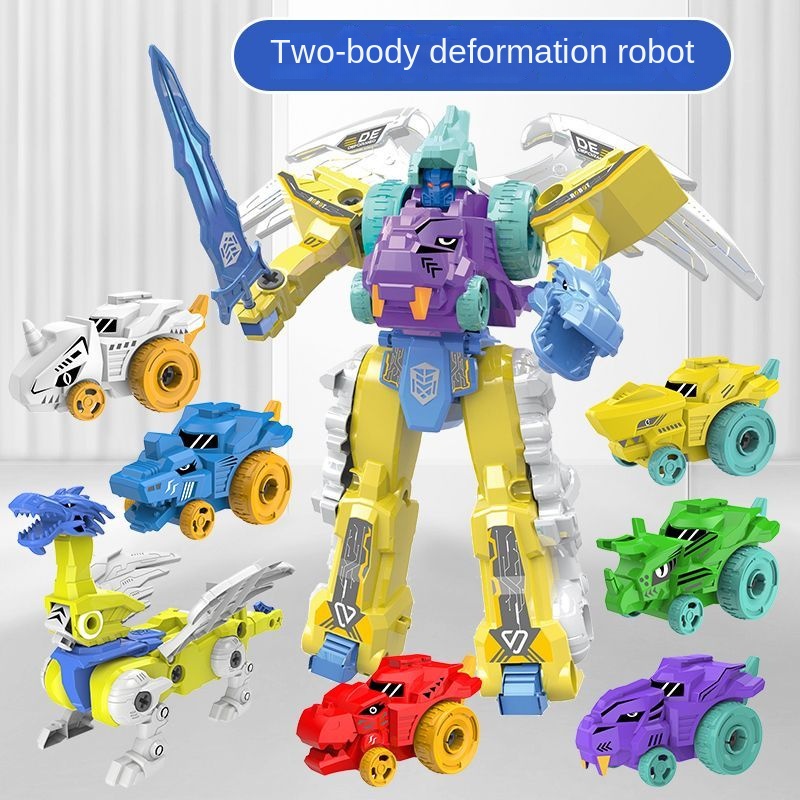 Children Assemble Dinosaurs Transforming Robot Toys DIY 2 in 1 | Shopee ...