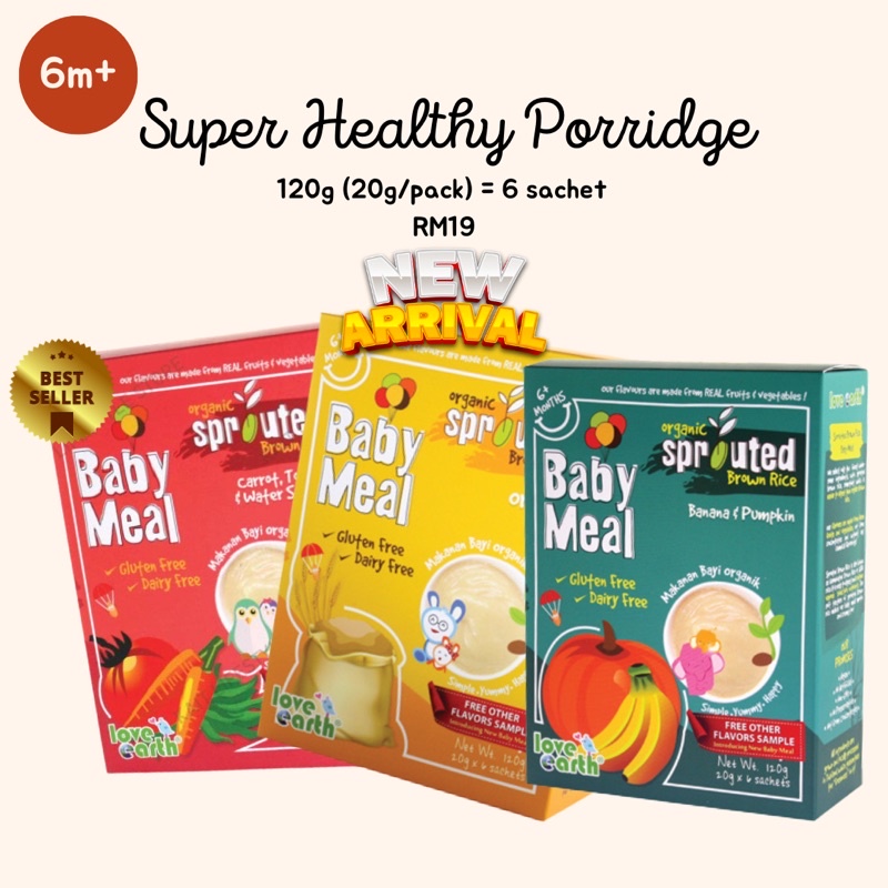 Bubur Baby 6m+ Baby Meal Love Earth Organic Original/carrot,tomato ...