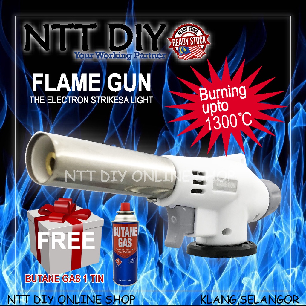 NTT DIY Portable Metal Flame Gun Butane Gas Torch Flaming Thrower ...