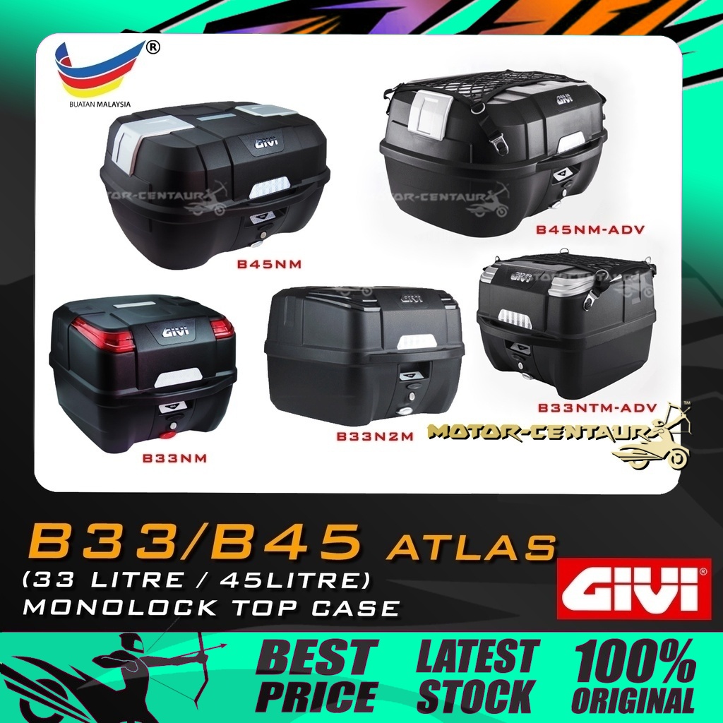 KOTAK/BOX GIVI MONOLOCK TOP CASE B33, B45, B33NM, B33N2M, B33NTM-ADV, B45NM, B45NM-ADV ATLAS ...