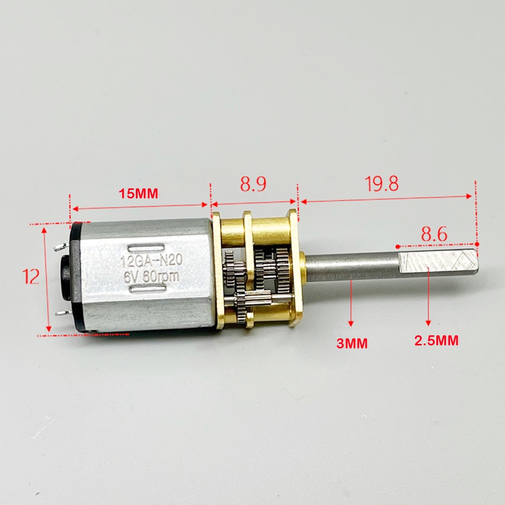 1PCS DC 3.7V 6V N20 Micro Gear Motor D-Shaft Full Metal Gearbox Long ...
