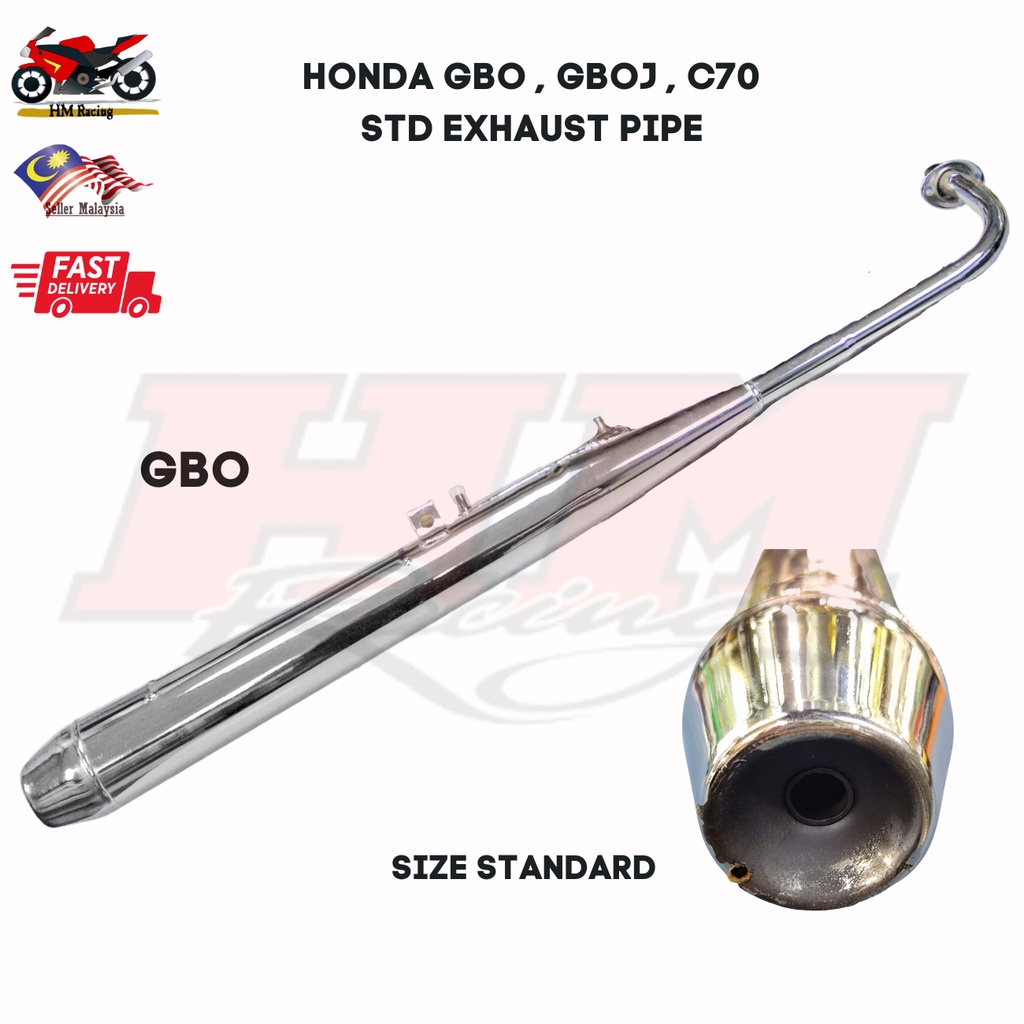 HONDA C70 , GBO , GBOJ - STD CHROME EXHAUST // EXZOS STANDARD | Shopee Malaysia