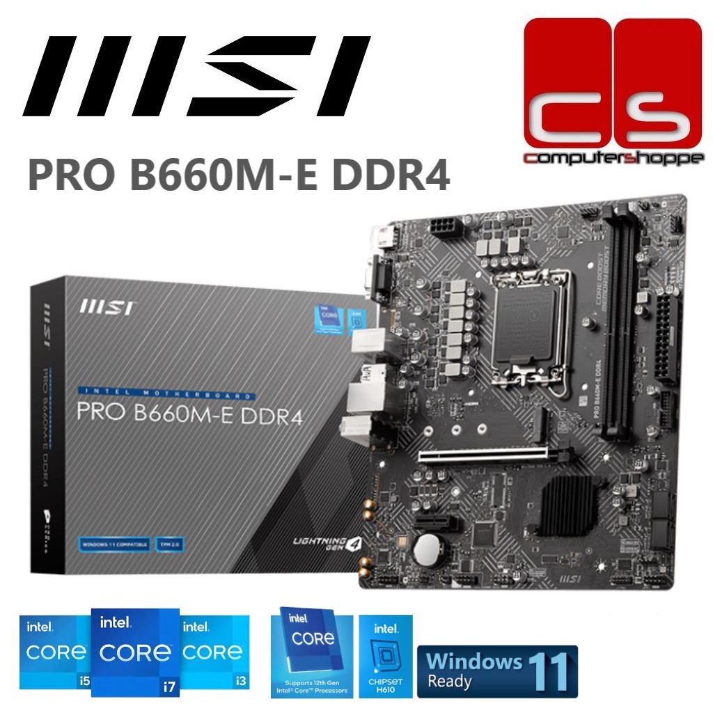 MSI PRO B660M-E DDR4 M-ATX Motherboard + Intel 12th Gen Processor Combo ...
