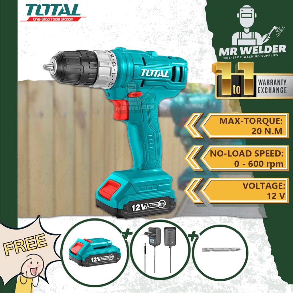 TOTAL TDLI1211 12V LITHIUM-ION CORDLESS DRILL | Total Li-ion Cordless ...