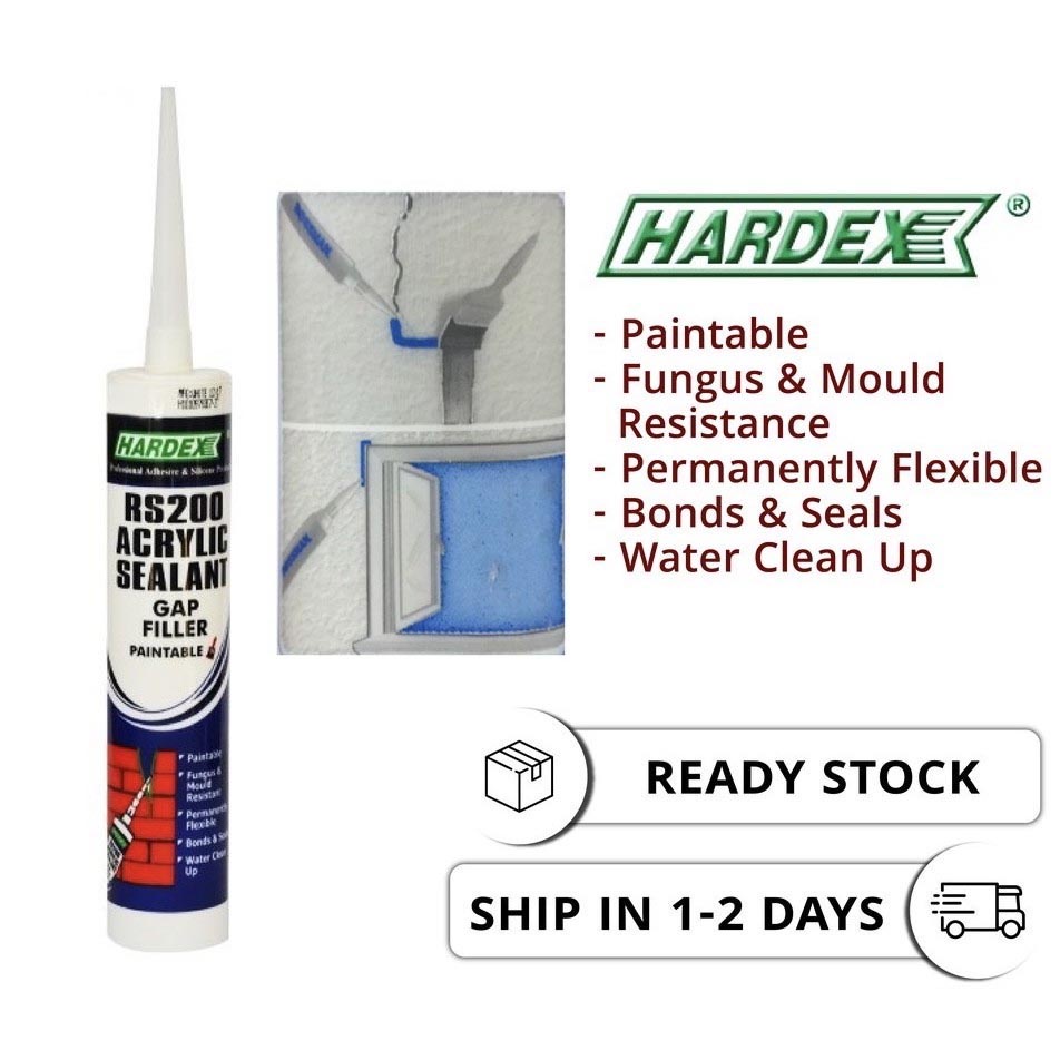Acrylic Sealant Gap Sealer 450g Hardex RS200 GAP FILLER PAINTABLE (WHITE) SILICONE TAMBAH ...