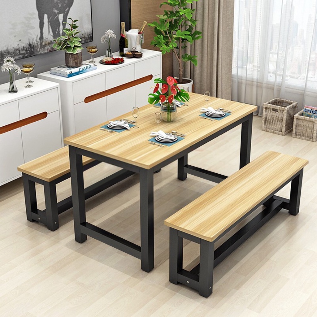 Dining table with 2 benches set/ Meja Makan [Sarawak & Sabah] | Shopee ...