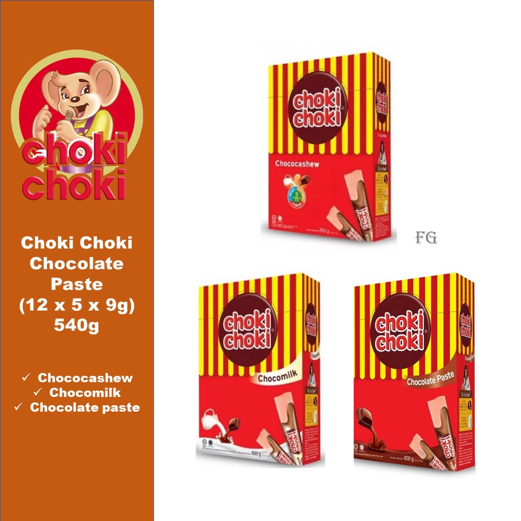 Choki Choki Chocolate/Chocomilk/Chococashew Paste OUTER (12X5x9g ...