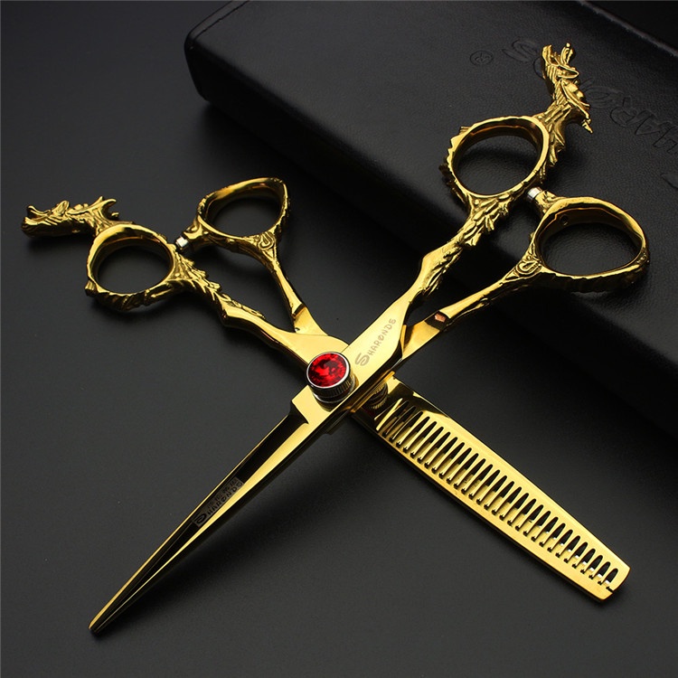 Professional Salon Haircut Scissors Flat Cut Teeth 20cm Gold With ...