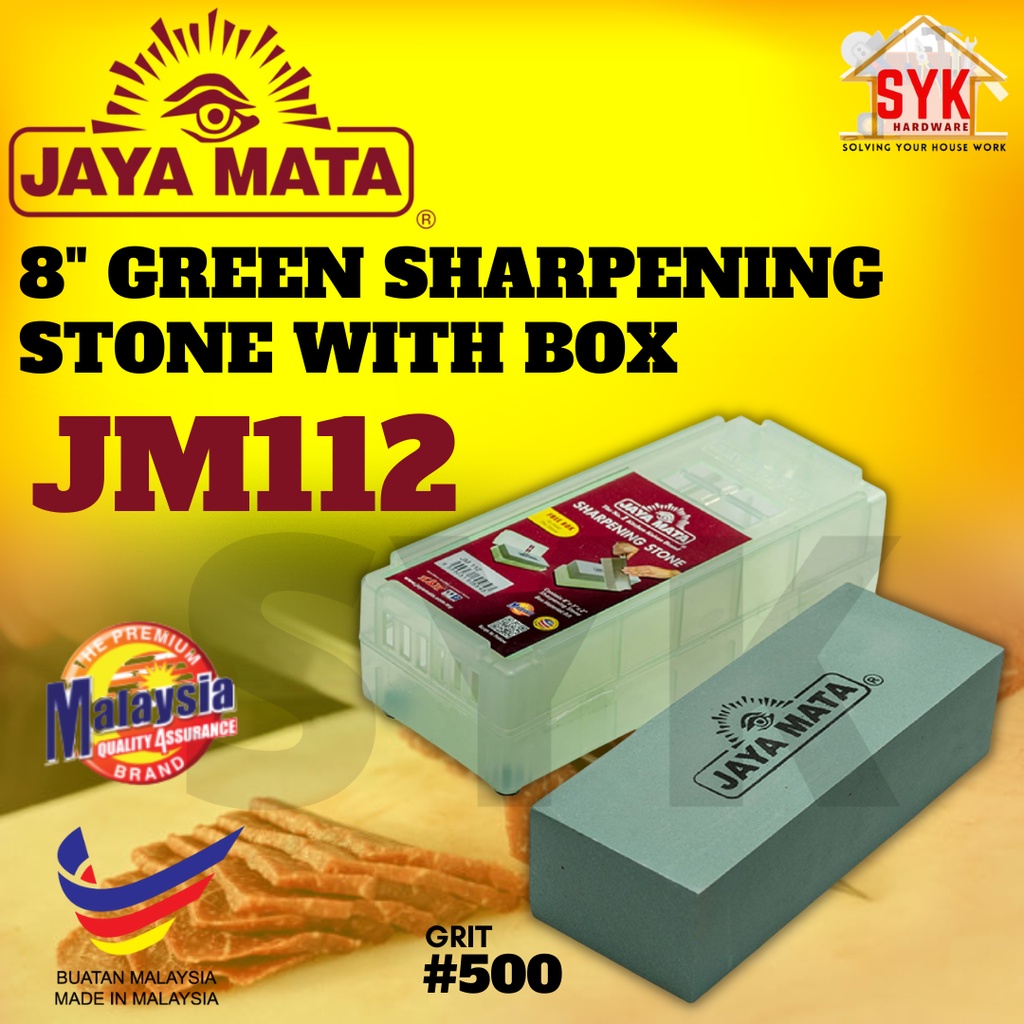 SYK Jaya Mata JM112 8" Green Sharpening Stone Knife Arkansas Stone Batu ...