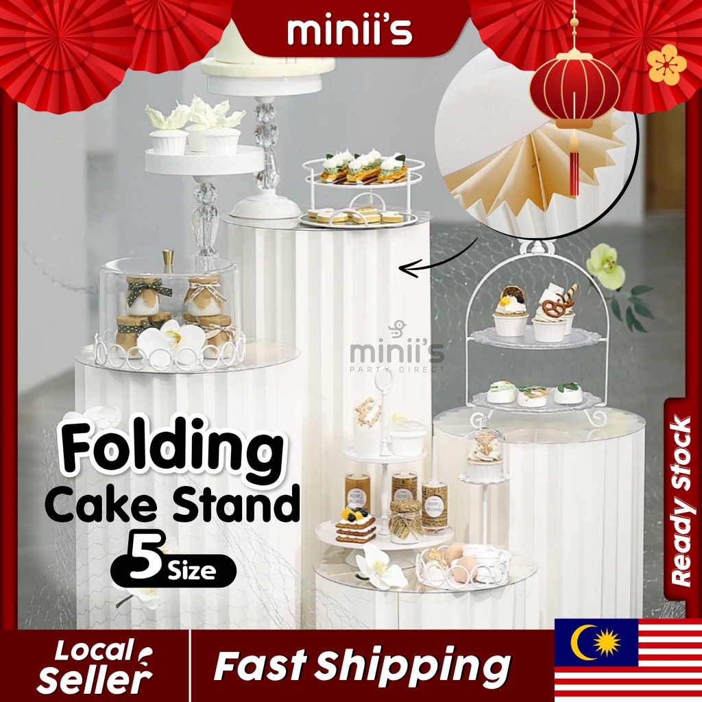 Miniis Folding Cake Stand Round Paper Dessert Table For Baby Shower ...