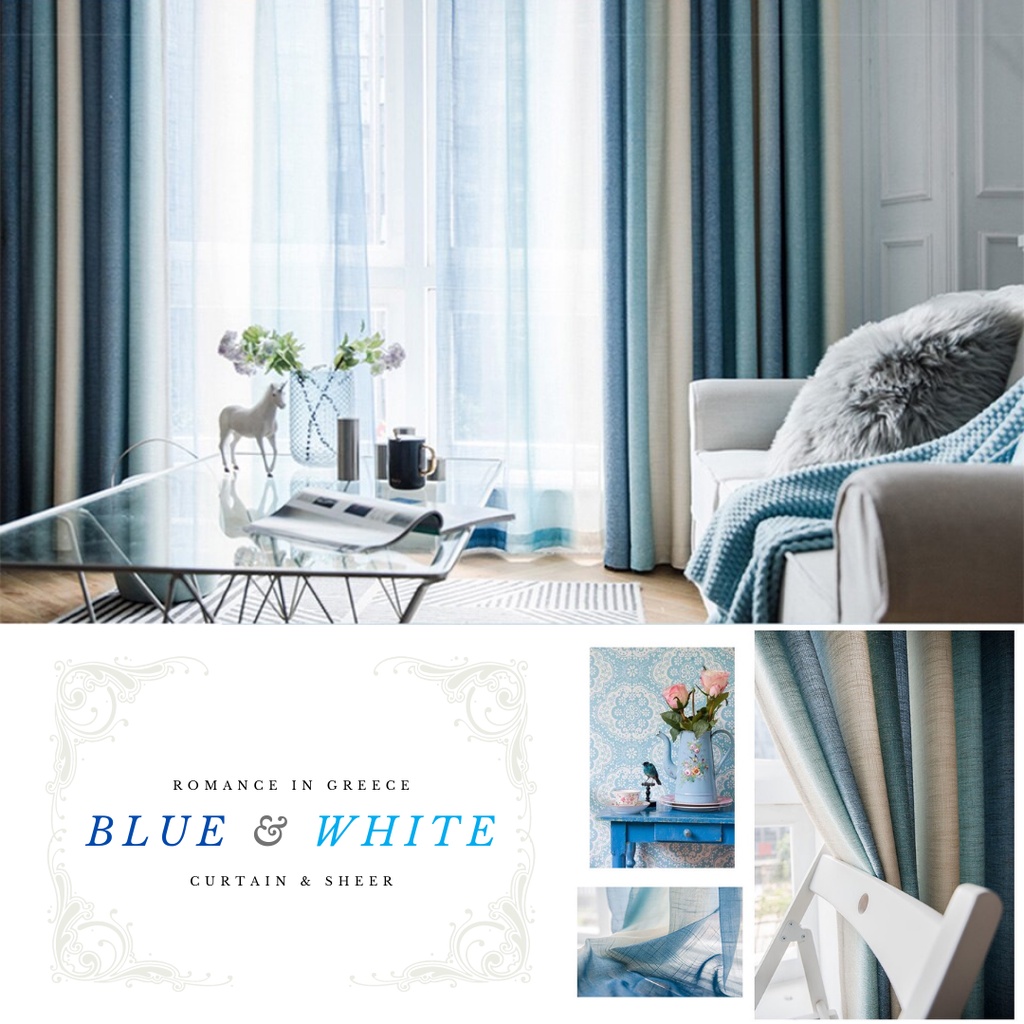 Langsir Warna Dua Tone-Blue Ocean Pink Romance Colourful Cotton Curtain ...