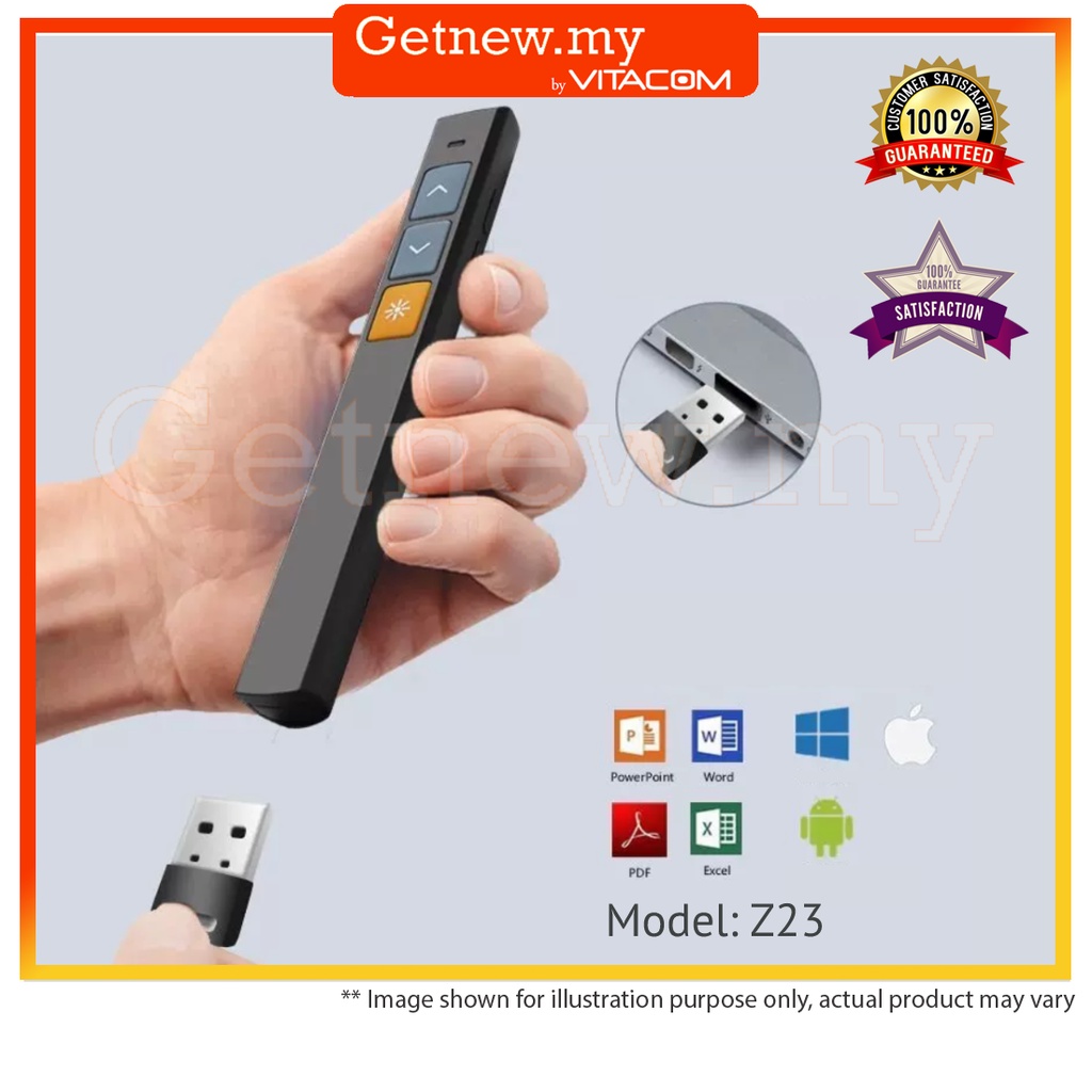 Wireless USB Presenter Powerpoint PPT Laser Pointer Pen 2.4GHz Remote ...