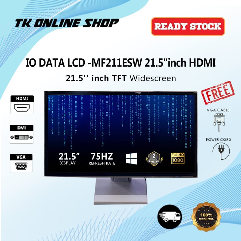 Monitor IO DATA LCD -MF211ESW 21.5"inch HDMI Widescreen HD Resolution ...