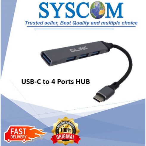 GLINK USB-C to 4 Ports HUB | Tyoe-C to USB | Shopee Malaysia