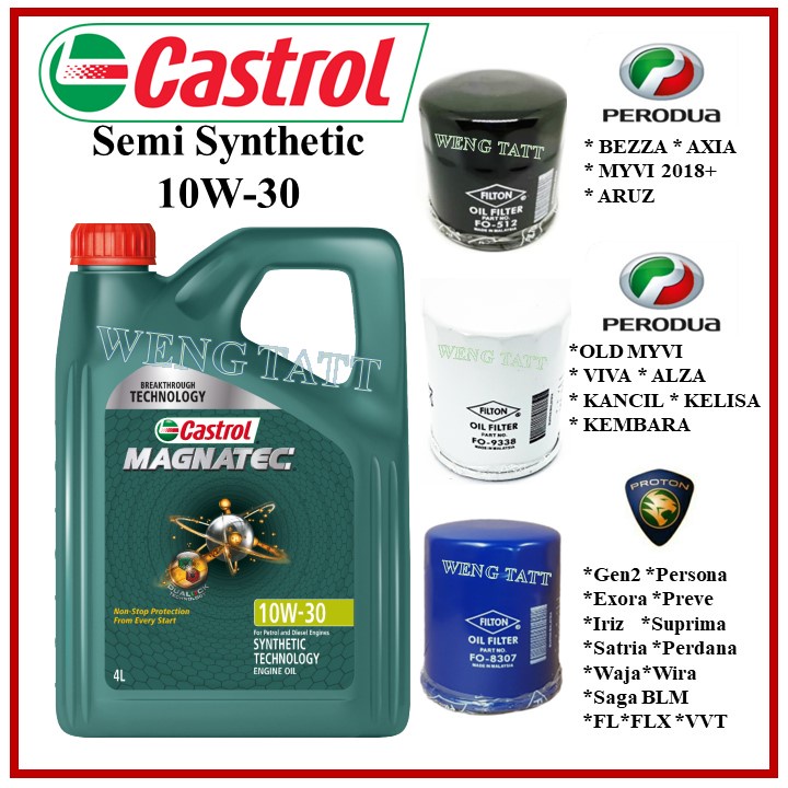 [Dual Lock] Castrol Magnatec 10W30 Semi Synthetic Engine Oil 4L Minyak ...