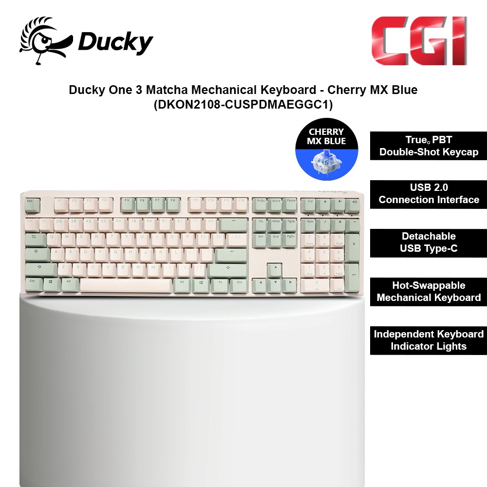 Ducky One 3 Matcha Mechanical Keyboard - Cherry MX Blue DKON2108 ...