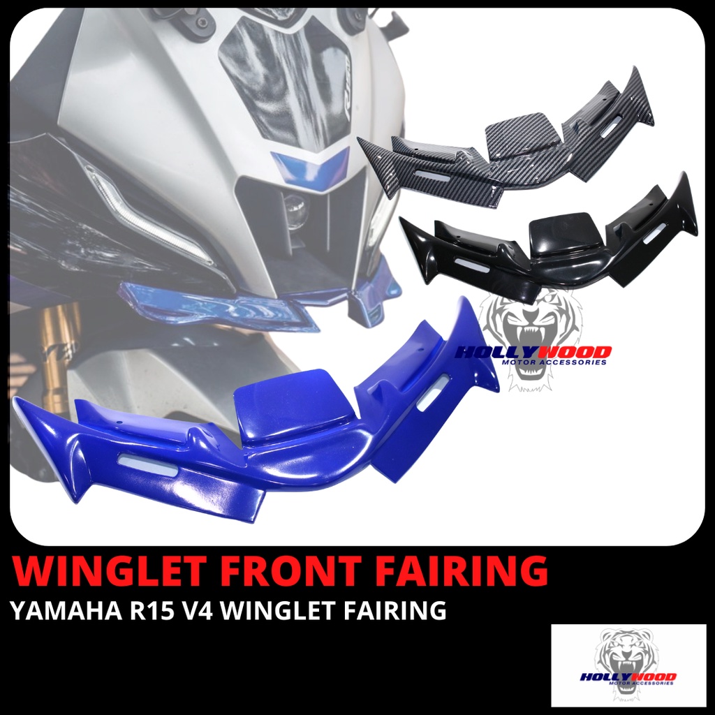 KYT YAMAHA R15 V4 FRONT FAIRING WINGLET PLASTIC ABS CARBON FIBER KIT ...