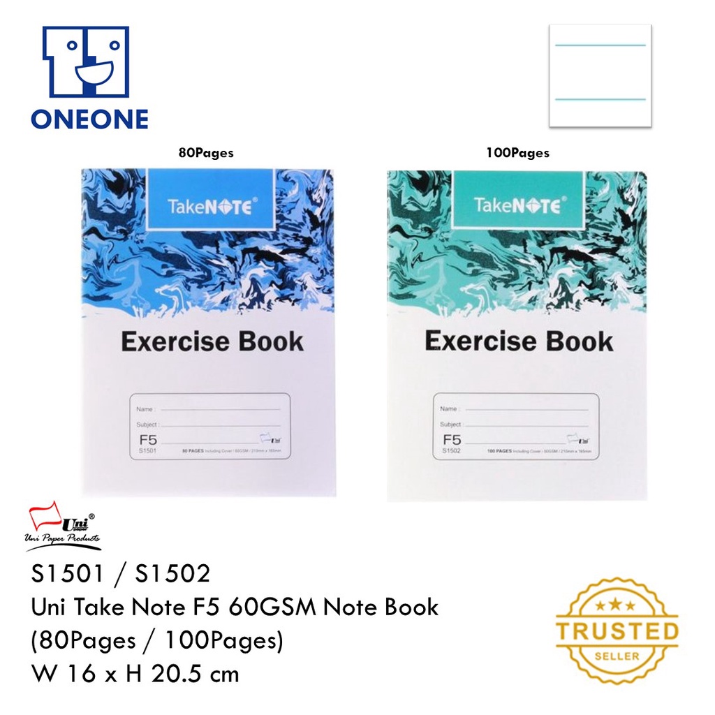 S1501 / S1502 Uni Take Note F5 60GSM Note Book (80Pages / 100Pages ...