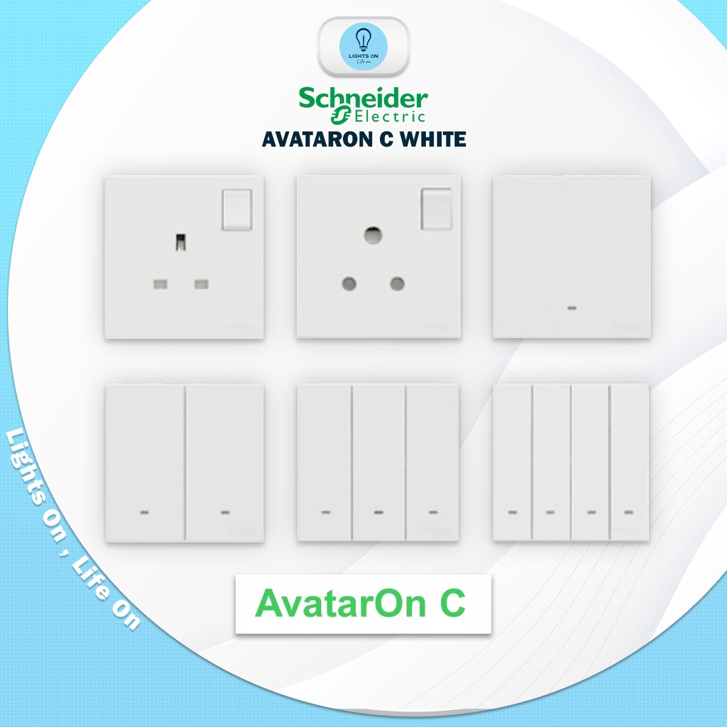 Schneider Avataron C Series White Switches Socket Suis Lampu Rumah Suiz ...