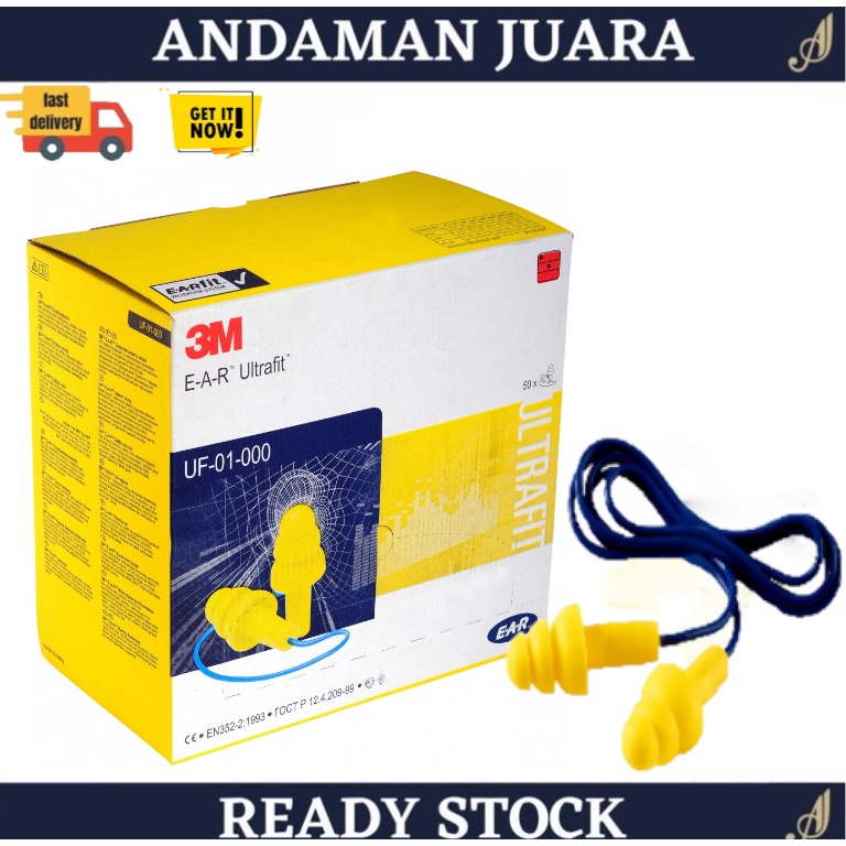 3M Ear Ultrafit UF-01-000 Earplug SNR 32dB Corded (50 pairs/box) | Shopee Malaysia