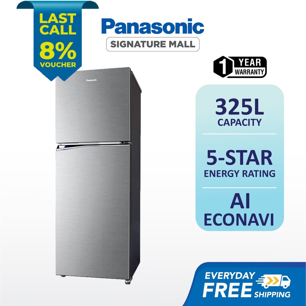 PANASONIC NR-TV341 325L INVERTER ENERGY SAVING 2-DOOR TOP FREEZER ...