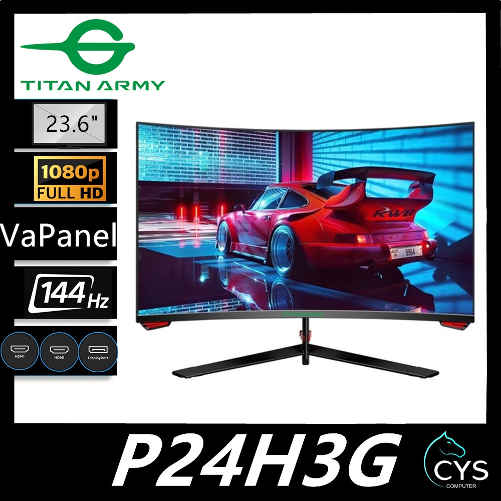 TITAN ARMY P24H3G 23.6" CURVED FULL HD 144HZ 1MS FREESYNC GAMING ...