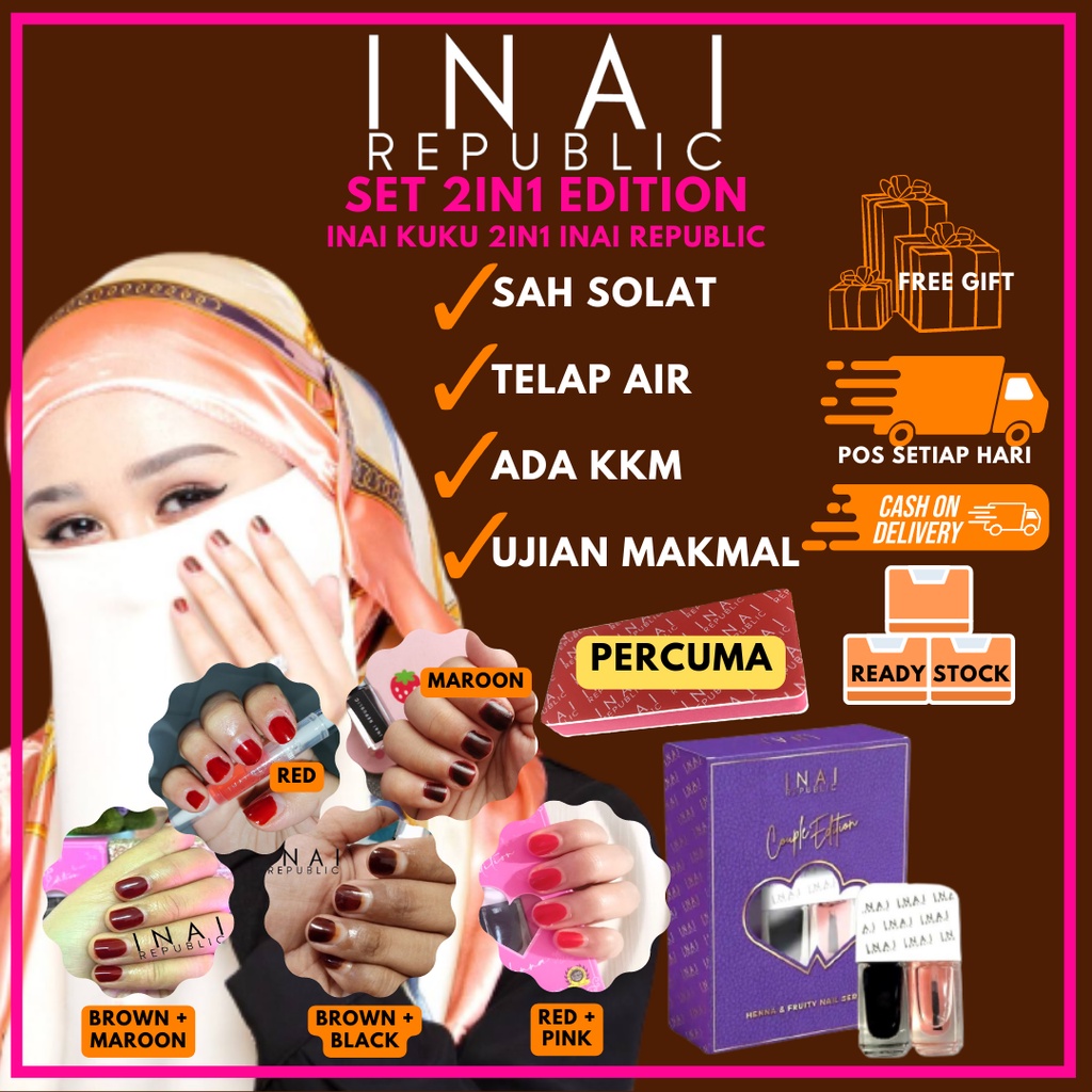 (Free Buffer) Inai Republic Inai Kuku Viral Sah Solat Henna Nail Polish ...