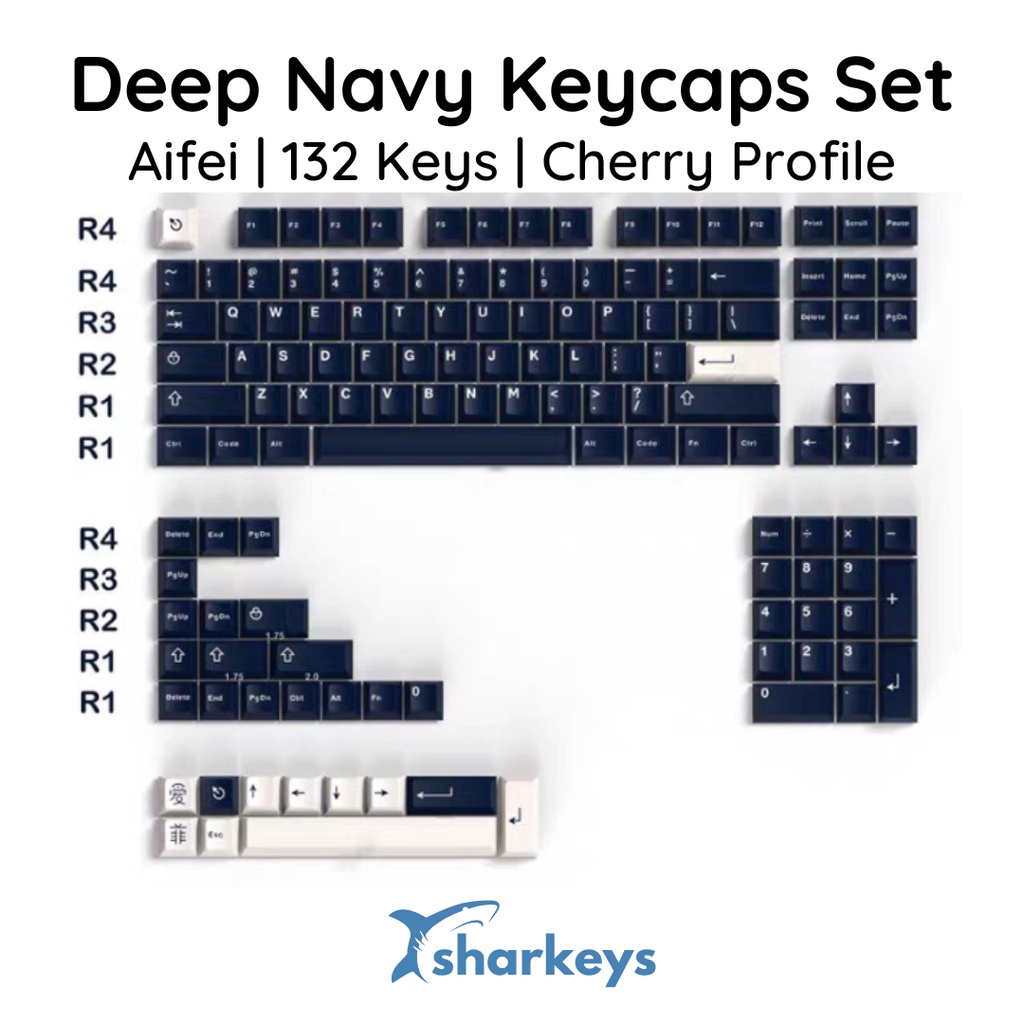 Aifei Keycaps Set for Custom Mechanical Keyboard Manta Mizu Deep Navy ...
