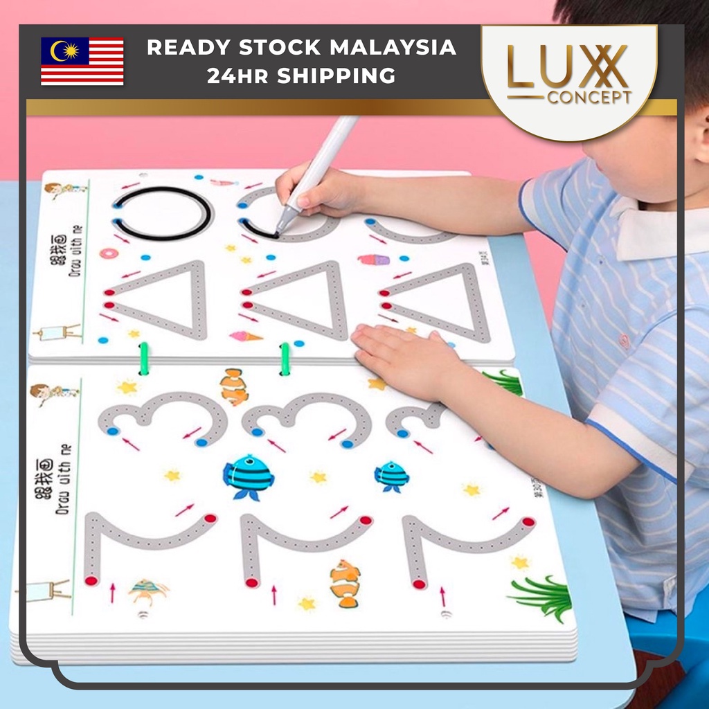 Erasable Writing Book Preschool Kids Learning Training Calligraphy ...