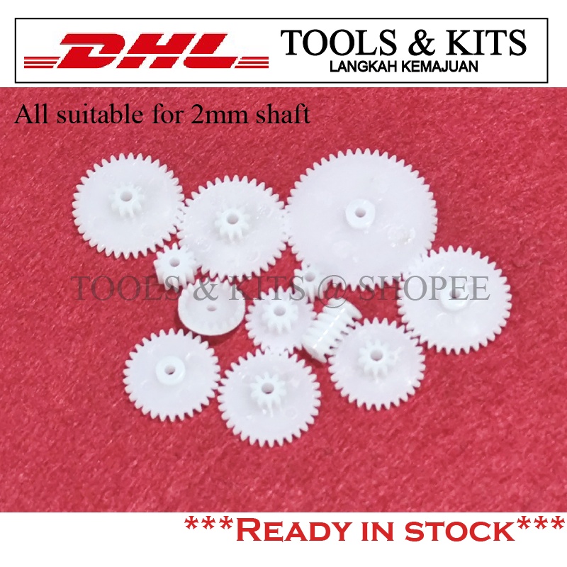 11X Plastic Gears Pack for 2mm Shaft DC Motor Worm Gears/Pinion Gears ...