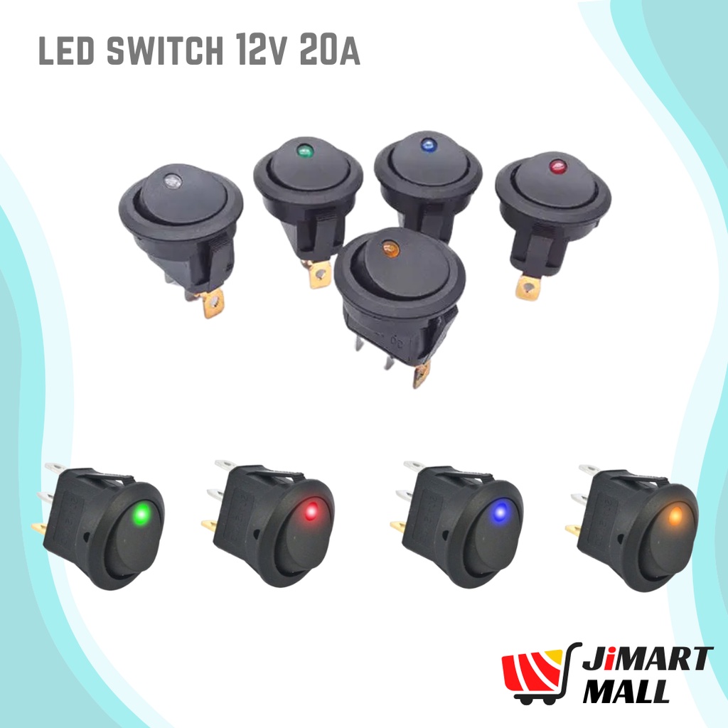 1PC LED TOGGLE SWITCH 12V 20A ON OFF ROUND Control Spotlight Car Fog ...