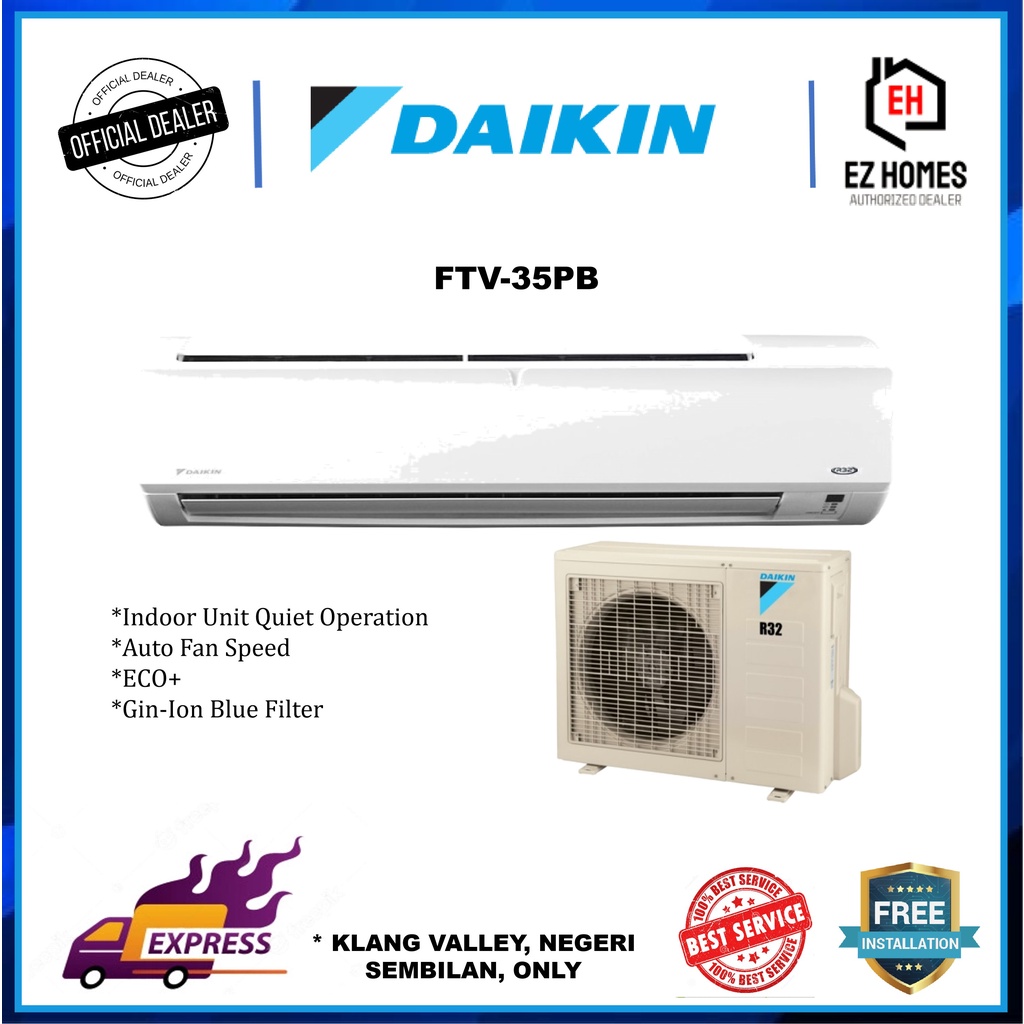 DAIKIN R32 NON INVERTER AIR CONDITIONERS 1.5HP FTV35PB/RV35PB [NO WIFI]-DAIKIN WARRANTY MALAYSIA ...