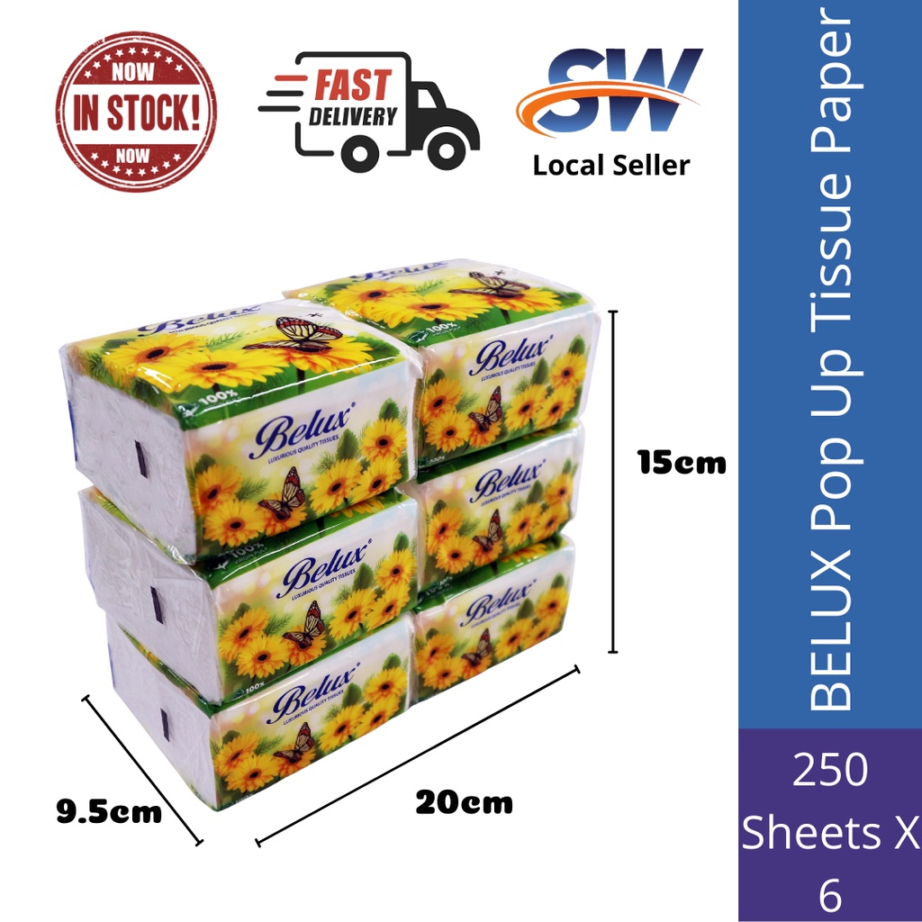 Belux Pop Up Tissue Paper 3 Ply (250's X 6) | Shopee Malaysia