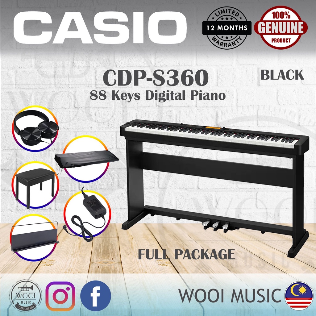 Casio CDP-S360 BK 88 Keys Digital Piano Package - Black | Shopee Malaysia