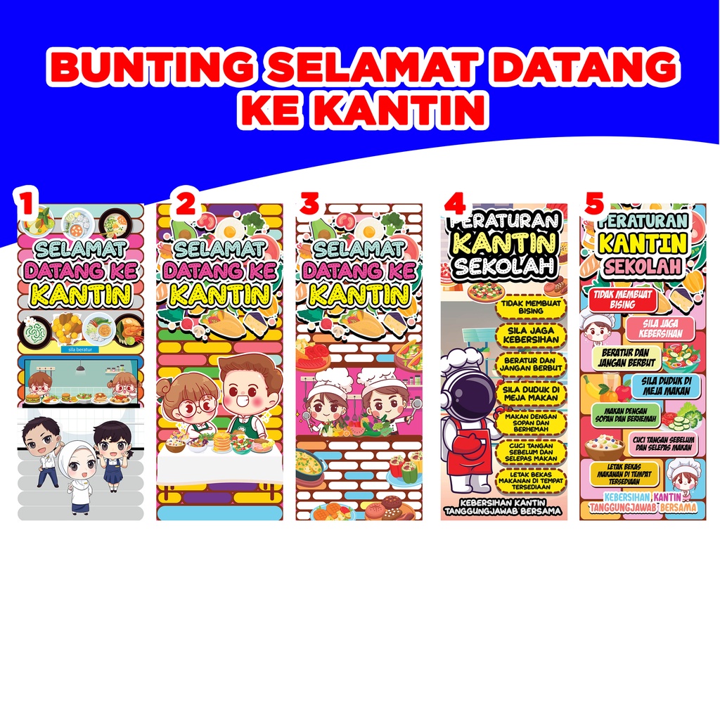 Bunting selamat datang ke kantin sekolah | Shopee Malaysia