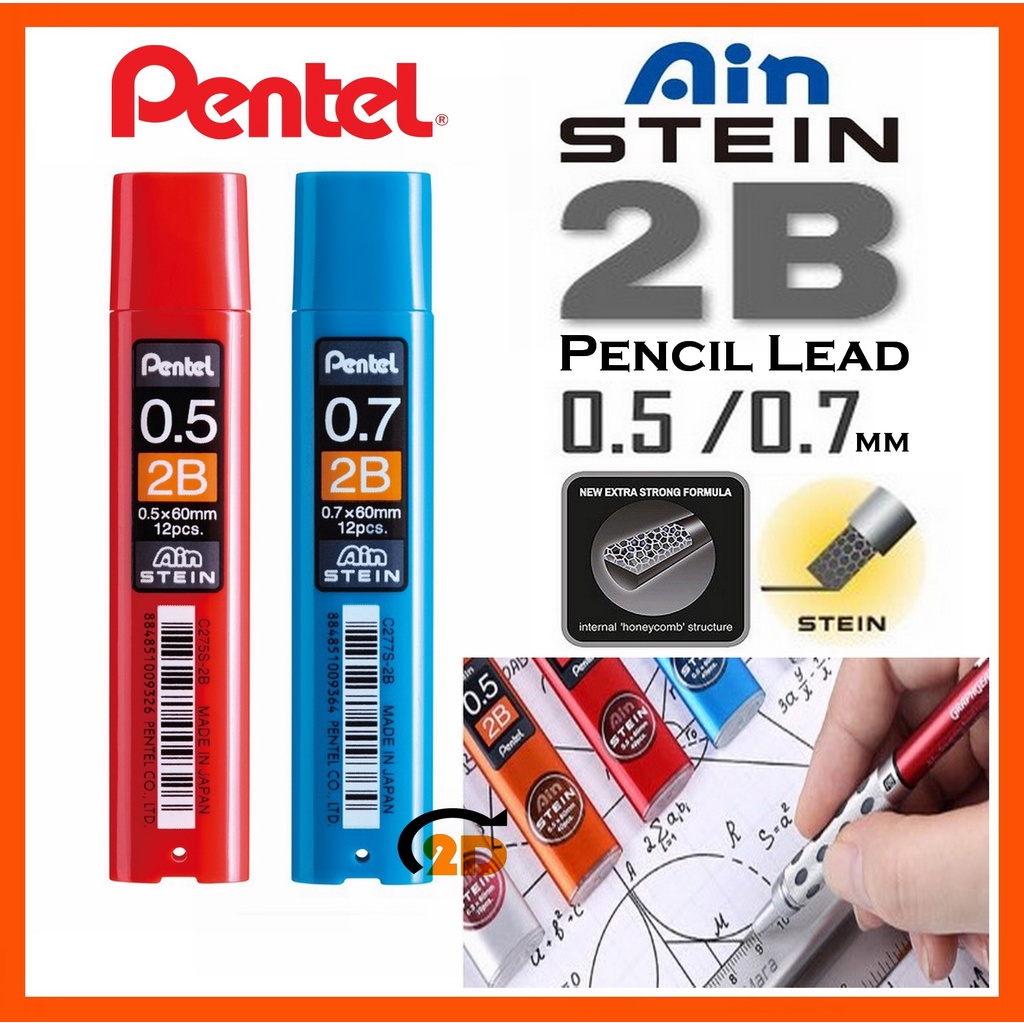 Pentel Ain Stein Mechanical Pencil Lead 2B Lead Refill C275S C277S 0.5mm 0.7mm | Shopee Malaysia