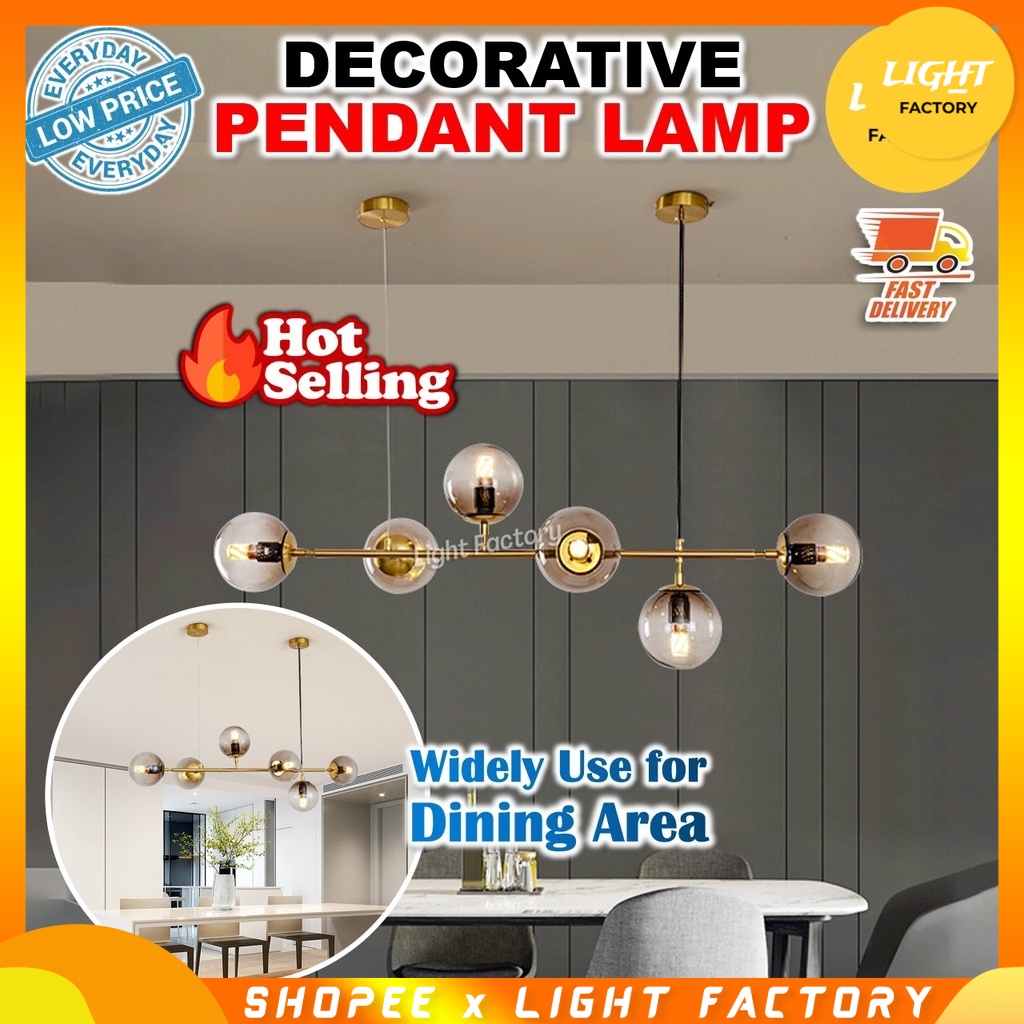 Decorative Pendant Light E27 Holder Nordic Pendant Lamp Golden Dining ...