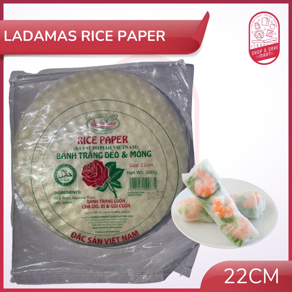 Vietname Ladamas Rice Paper 22cm [Halal] - 300g | Kulit Popia Vietnam ...