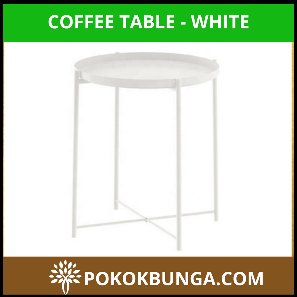 White Coffee Table Side Table Meja Kopi Bulat Kecil Putih Bedside Table ...